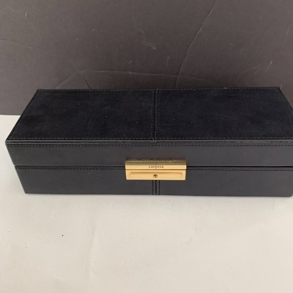 CAPRISA | Accessories | Carpisa Black Leather Watch Box Genuine Italian ...